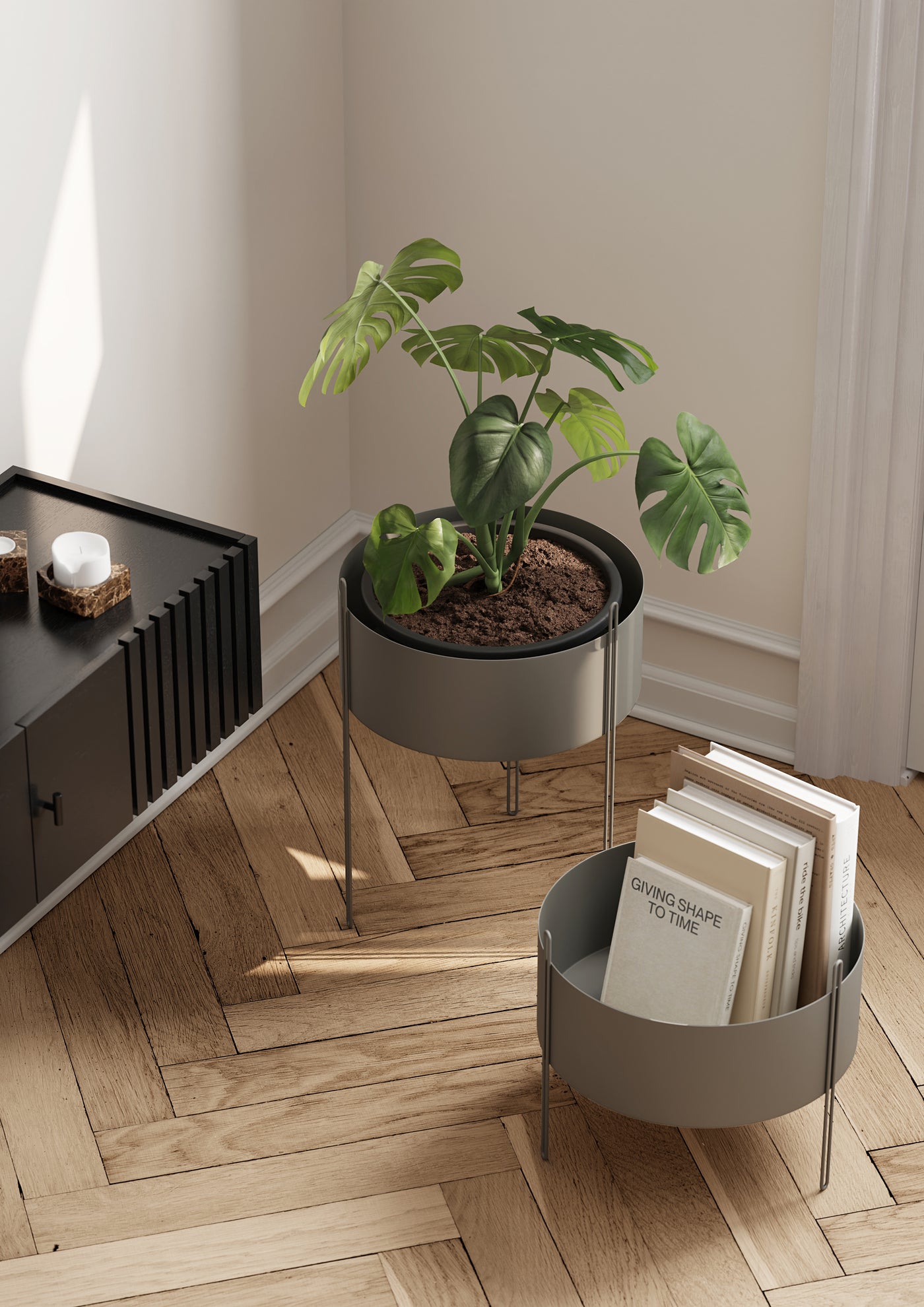 Pidestall planter (Medium) - Taupe